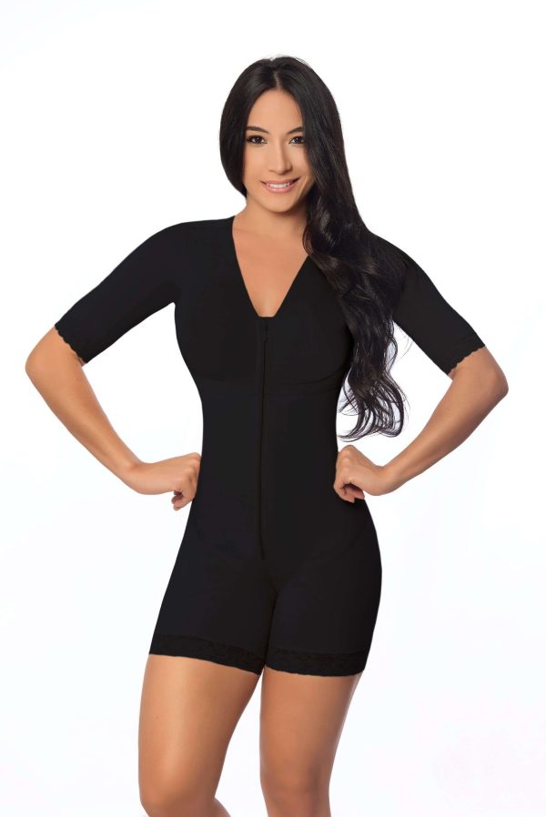 black-full-body-short-faja-with-sleeves - Contour Fajas